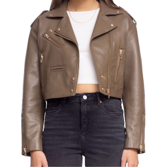 Blank NYC | Jackets & Coats | Nwt Blanknyc Faux Leather Crop Moto Jacket Golden Hour | Poshmark
